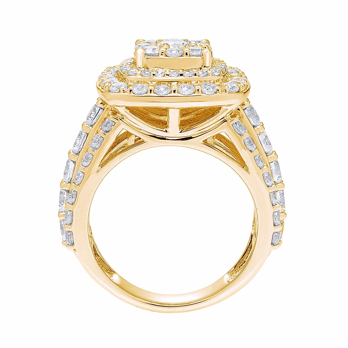 MOTIEL Moissanite Engagement Ring for Women,3ct.tw. Round Cut Moissanite Bridal Ring Sterling Silver 10k 14k 18k Gold Ring Wedding Ring Promise Ring for Her Jewelry Gift-yellow gold