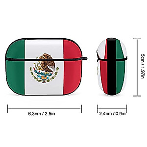 YouTary Mexico Flag Pattern Apple Airpods pro Case Cover with Keychain, AirPod Headphone Cover Unisex Shockproof Protective Wireless Charging Headset Accessories