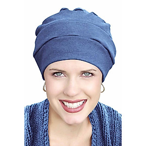 Headcovers Unlimited 100% Cotton Three Seam Turban | Chemo Turbans for Cancer Patients Royal Blue Heather