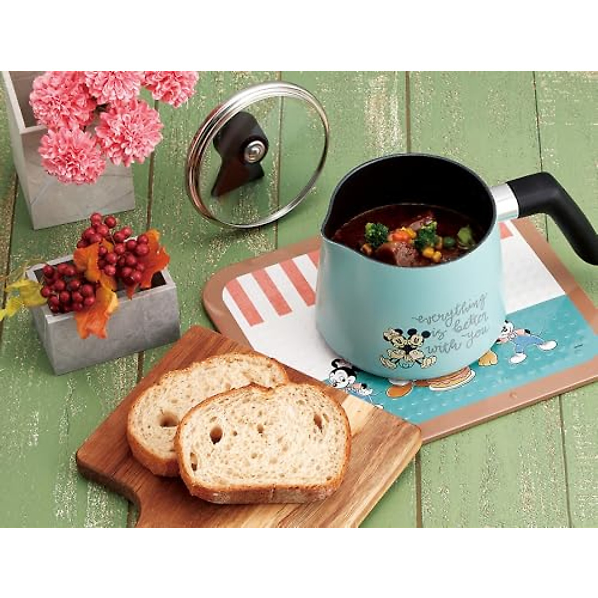 Skater ANMP1-A Multi-Pot, 0.3 gal (1.3 L) For Gas Fire, 7 in 1, All-purpose Pot, Rice Cooker, Milk Pan, Fryer, One-Handled Pot, Disney Mickey Mouse