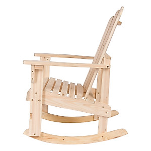 Shine Company Marina Adirondack Porch Rocker, Indoor Outdoor Wood Rocking Chair, Natural