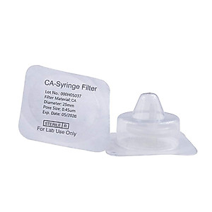 Labfil 20 Pack Sterile Syringe Filter CA Membrane 0.22 um Pore Size, 25 mm Membrane Diameter for Scientific Lab Packed Individually