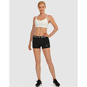 G Gradual Women's Spandex Compression Volleyball Shorts 3" /7" Workout Pro Shorts for Women (3 Pack:Black/Black/Black Pockets, Large)