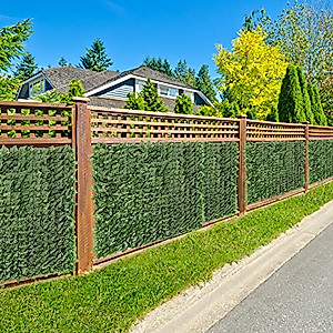 Whonline Artificial Faux Ivy Hedge Privacy Fence Wall Screen 118 x 39.4in Outdoor Privacy Fence Hedges Screen with 30pcs Nylon Cable Zip Ties for Balcony, Garden, Deck Décor