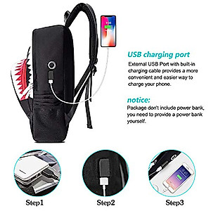 Shark Backpacks for Teen Boys, Cool Kids Backpack for School Bookbags (Glow)
