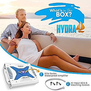 Pyle 2.1 Bluetooth Marine Amplifier Receiver - Waterproof 4 Channel Wireless Bridgeable Audio Amp for Stereo Speaker with 1000 Watt Power Dual MOSFET Supply, GAIN Level and LED Indicator -PLMRA430BT