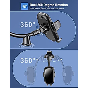 Cezuly Phone Mount for Car [Anti-Shake Stabilizer], 7.5" Gooseneck Windshield & Dashboard Car Phone Holder Mount, [Strong Suction Cup] Long Arm Cell Phone Holder Car Compatible with 4-7" Phones