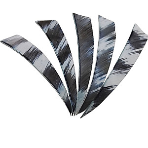 AMEYXGS 4 Inch Arrow Feather Fletching Turkey Feather Natural Arrow Vanes Shield Right Wings Vanes for DIY Arrows Accessories 50Pcs (White)