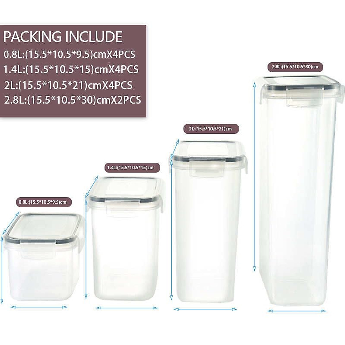 Generic Food Storage Container Set, 14 Pieces, Airtight with Lids & Labels, BPA Free Plastic for Kitchen Pantry Organization, Clear, AFF002