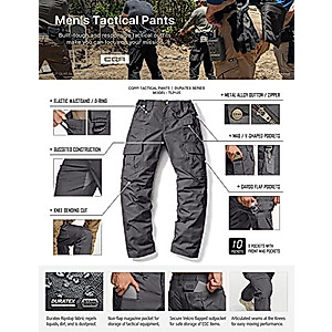 CQR Men's Tactical Pants, Water Resistant Ripstop Cargo Pants, Lightweight EDC Work Hiking Pants, Outdoor Apparel, Duratex Mag Pocket Charcoal, 36W x 30L