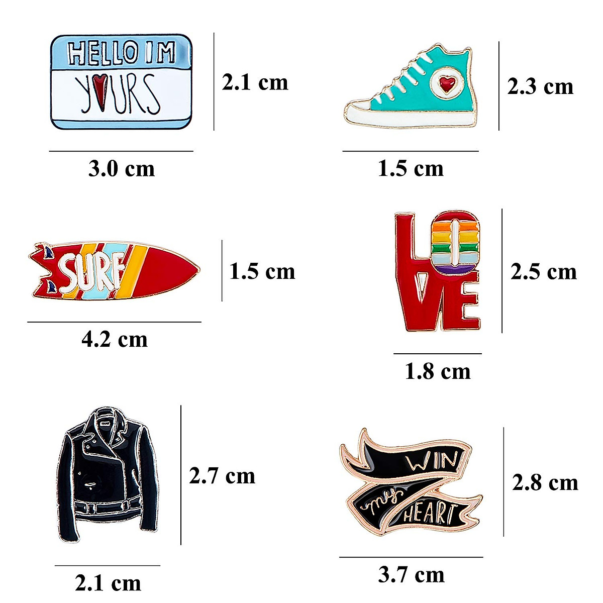 Hicarer 24 Pieces Cute Lapel Pin Set Cartoon Brooch Pin Badges Brooch Pins Clothing Bags Jackets Accessory for Valentine's Day