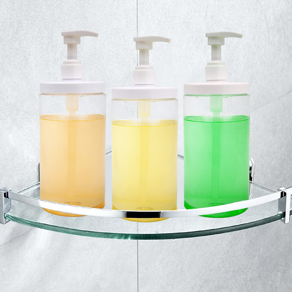 Cosywell Pump Bottle Dispenser Plastic Pump Bottles Refillable Bottles Wide Mouth Jar Style Empty Pump Bottles Bathroom Shower Containers for Lotion Shampoo Conditioner (White, 3X 1000ml)