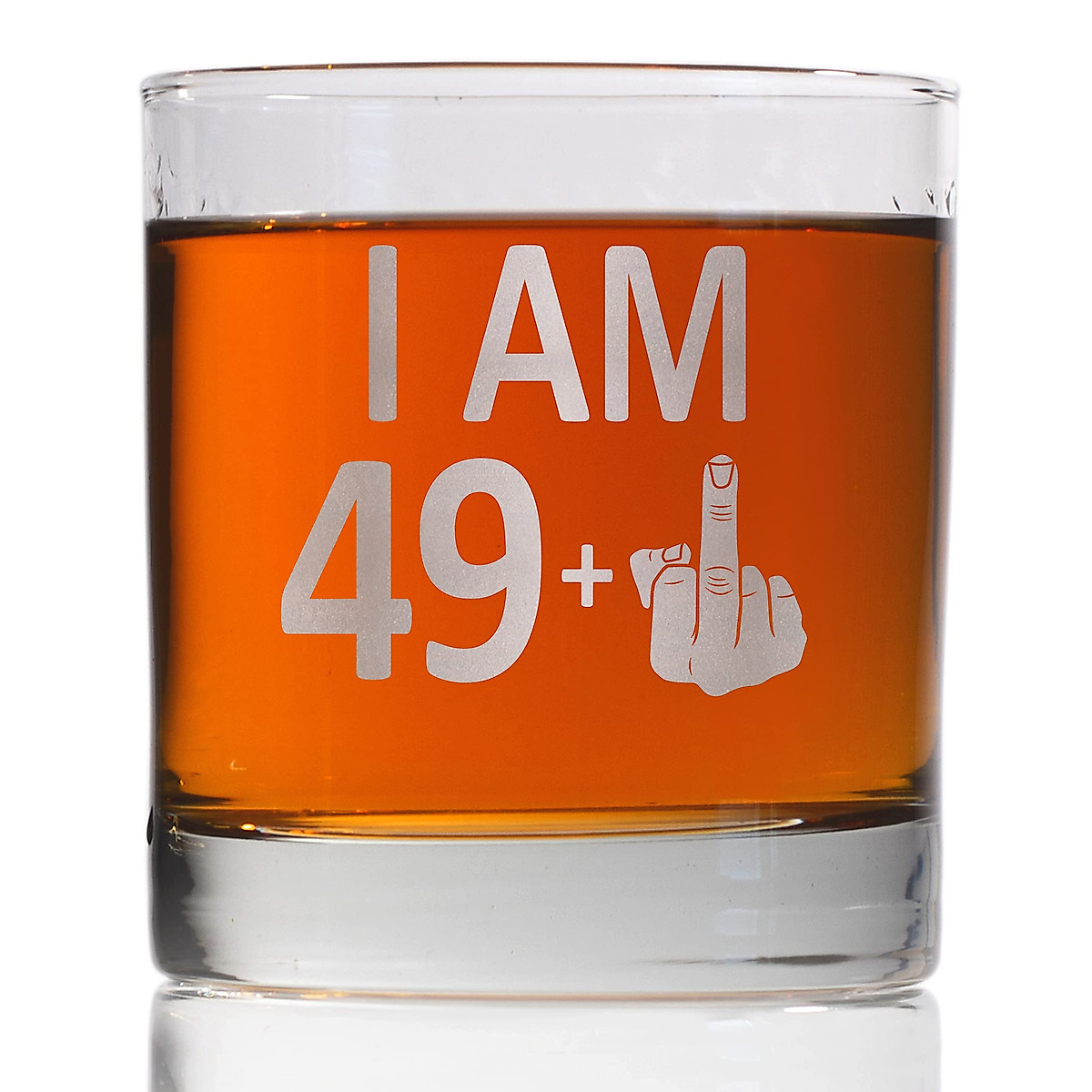 Promotion & Beyond I AM 49 PLUS 1 Whiskey Glass - Funny Sarcastic Finger 50th Birthday Gift