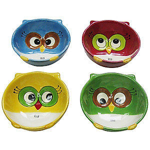 Cosmos Gifts Fine Ceramic Designs Owl Bowls Set of 4, 5"
