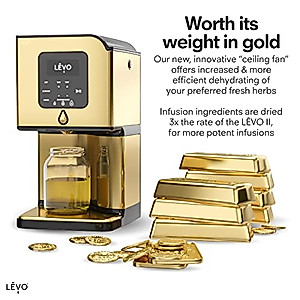 LEVO Lux - Premium Herbal Oil Infusion Machine - Botanical Extractor - Herb Dryer, Decarboxylator, & Oil Infuser - Gourmet Edible Infusion Maker - For Infused Gummies, Brownies & More - Black