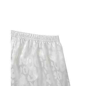 Verdusa Women's 2pc Satin Nightwear Button Front Sleepwear Short Sleeve Pajamas Set Leopard White XL