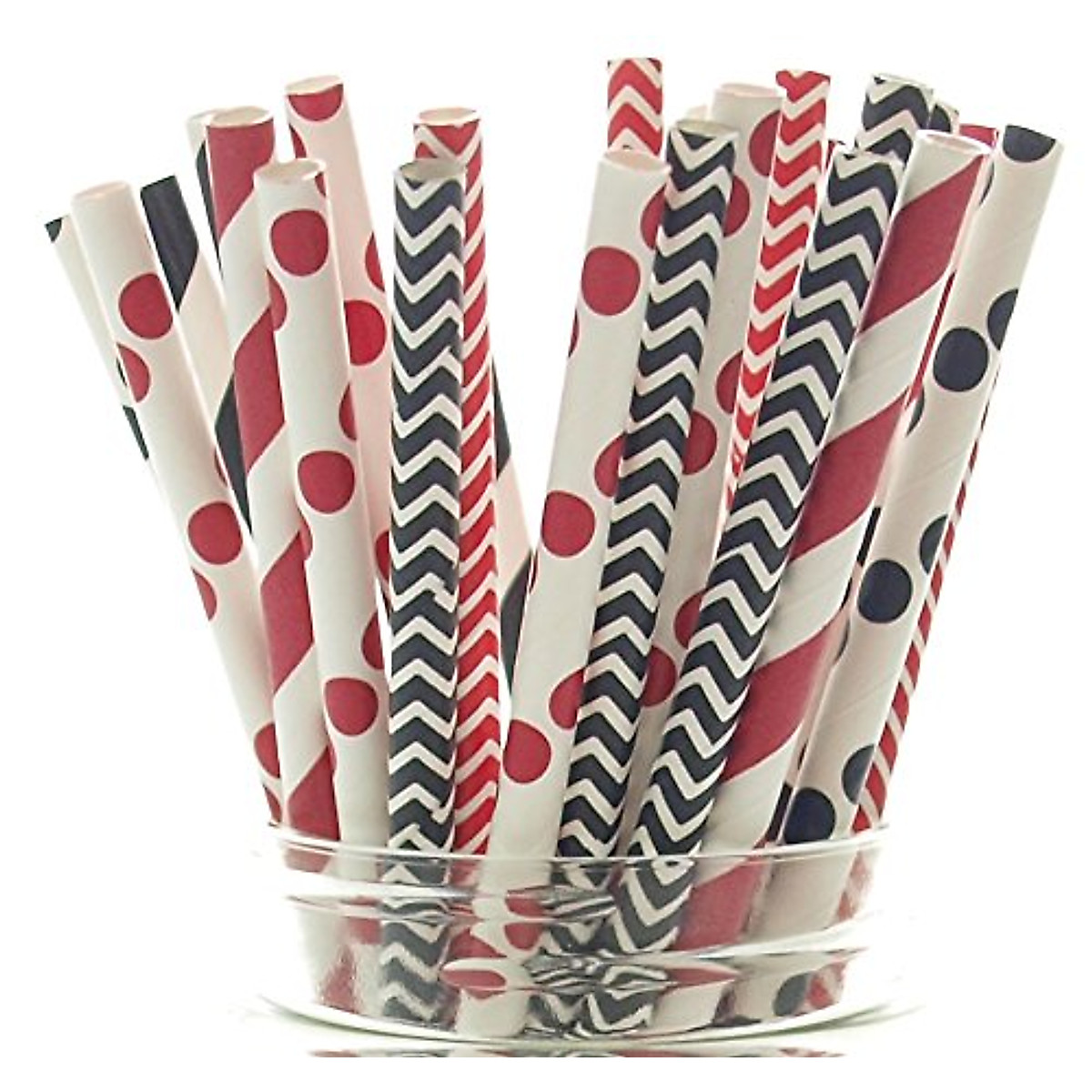 Pirate Straws (25 Pack) - Black, Red & White Sailor Pirates Paper Straws, Skeleton Skull Boys Birthday Party Supplies