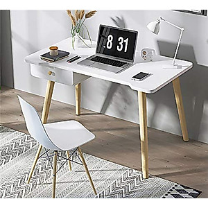 Simple Computer Desk with 2 Drawers,Wooden Study Writing Desk Home,Modern Style Sturdy Pc Laptop Table for Home Office Workstation
