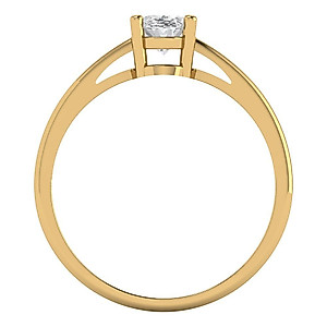 Clara Pucci 1.0 ct Oval Cut Solitaire Genuine Moissanite Wedding Bridal Designer Anniversary Engagement Ring in 14k Yellow Gold for Women