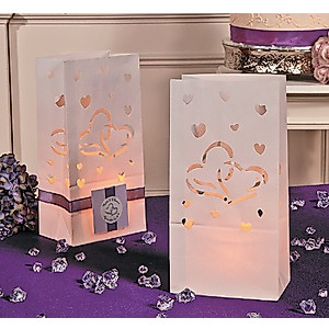 Luminary Bags Paper Two Hearts (12 Pack) Weddings/Bridal Showers/Party Supplies