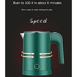 Small Electric Kettles Stainless Steel for Boiling Water, 0.6L Travel Mini Hot Water Boiler Heater, Double Wall Cool Touch Portable Teapot