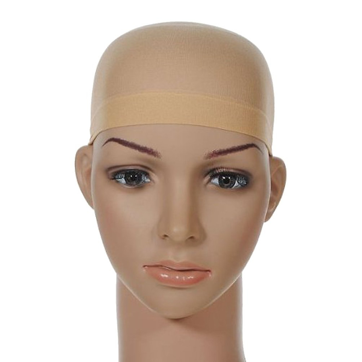 OMORFIEER Wig Caps, Stocking Caps For Wigs Stretchy Nylon Wig Caps For Women Beige (2pcs)