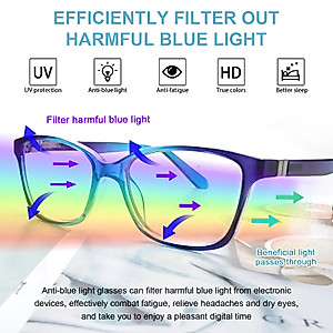 STASTEND 4 Pack Progressive Multifocus Reading Glasses for Women Men Spring Hinge Blue Light Blocking Readers (MIX, 2.00, x)