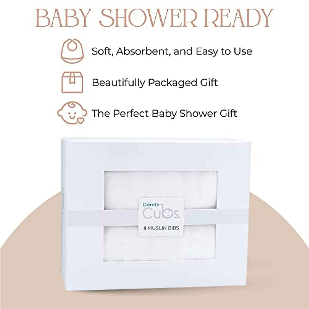 Comfy Cubs Muslin Baby Bibs, Drool Bibs 8 Pack, 100% Cotton Adjustable Size with Easy Snaps, Teething & Drooling Soft and Absorbent, Washable and Reusable