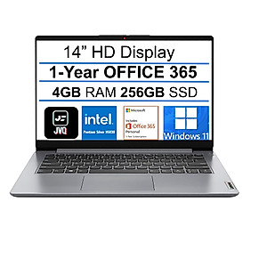 lenovo Newest IdeaPad Laptop, 14.0" HD Display,Intel Pentium N5030, 4GB DDR4 RAM, 256GB SSD, 1-Year Office 365, Webcam, HDMI, WiFi 6, Bluetooth, Windows 11 S, Cloud Grey, JVQ MP