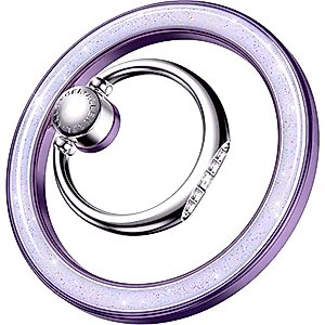 Magnetic Phone Grip & Stand for MagSafe - Strong Magnetic Finger Ring Holder, 360° Rotation and 180° Flip Compatible with iPhone and Smartphone, Removable Mag-Safe Phone Accessories, (Purple)
