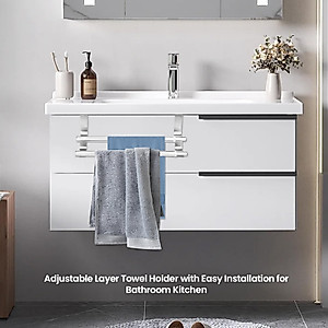 Adjustable Layer Towel Bar, Over The Door Towel Rail, Stainless Steel Telescopic Towel Holder Rack Hanger Organizer with Easy Installation for Bathroom Kitchen