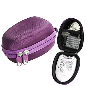 for Philips BRE235/04 / Philips HP6401 Satinelle Epilator Electric Shaver Travel EVA Hard Protective Case Carrying Pouch Cover Bag by Hermitshell (Purple)