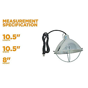 Woods 0165 Brooder Lamp with Bulb Guard;10.5 Inch Reflector and 6 Foot Cord (250 Watt; 18/2 SJTW); 0