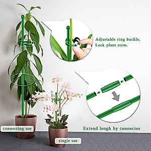 Plant Stakes 17inch &11inch,SupKing Adjustable Length Plant Support Stake 16Pcs Orchid Stick with Clips for Indoor Outdoor,Garden Pole for Potted Tomato Rose Amaryllis Vegetables Comes with 20 Ties