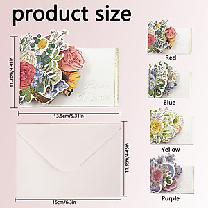 Zisqerts 3D Greeting Card with Pop Up Flowers, Foldable Celebration Gift with Envelope for Friends Ideal for Birthdays,Mother's Day, Anniversary, Valentines Day Graduation, Weddings (Blue)