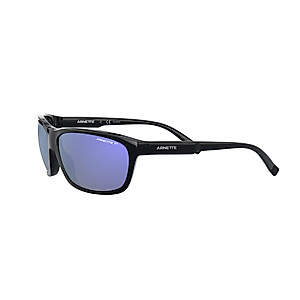 ARNETTE Unisex Sunglasses Shiny Black Frame, Grey-Black Lenses, 63MM