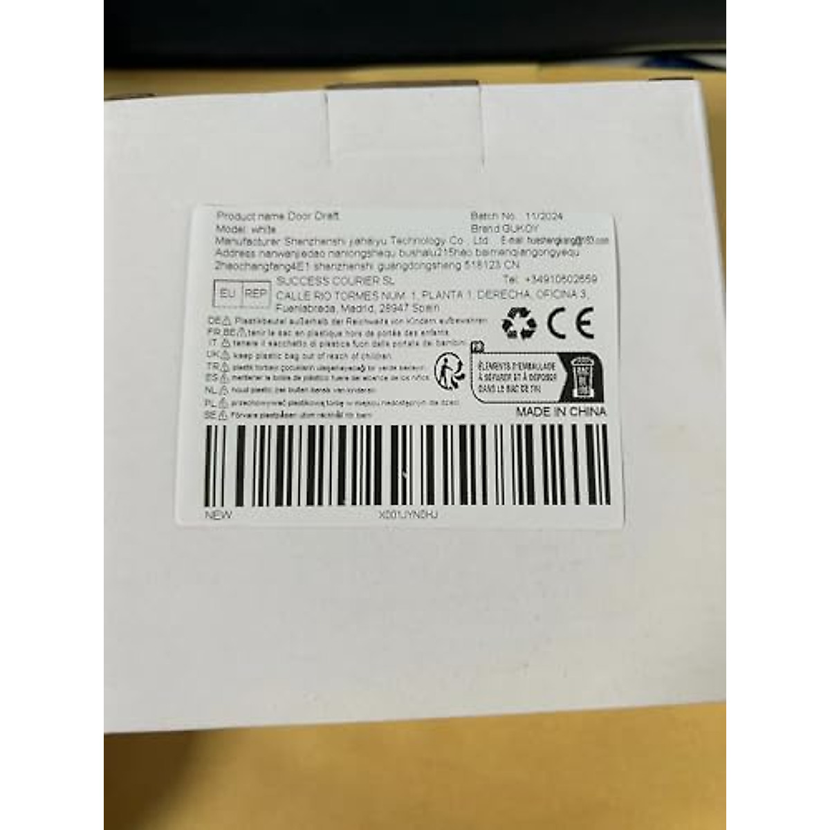 Door Draft Stopper Under Door Draft Blocker Insulator Door Sweep Weather Stripping Noise Stopper Strong Adhesive 2" Width x 39" Length (White)