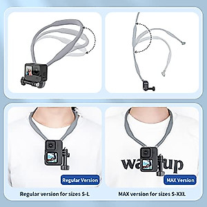TELESIN Magnet POV Neck Mount Necklace Holder, Chest Shoulder Support Video Vlog Lanyard Body Strap Attachment for GoPro Max Hero 11 10 9 8 7 Insta360 One RS X2 X3 DJI Action 2 3 Accessories