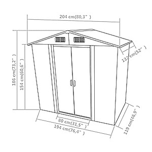 vidaXL Outdoor Storage Shed, Garden Shed, Metal Storage Shed, Backyard Shed for Patio Lawn Bicycles Gardening Tools Lawn Mowers, Brown