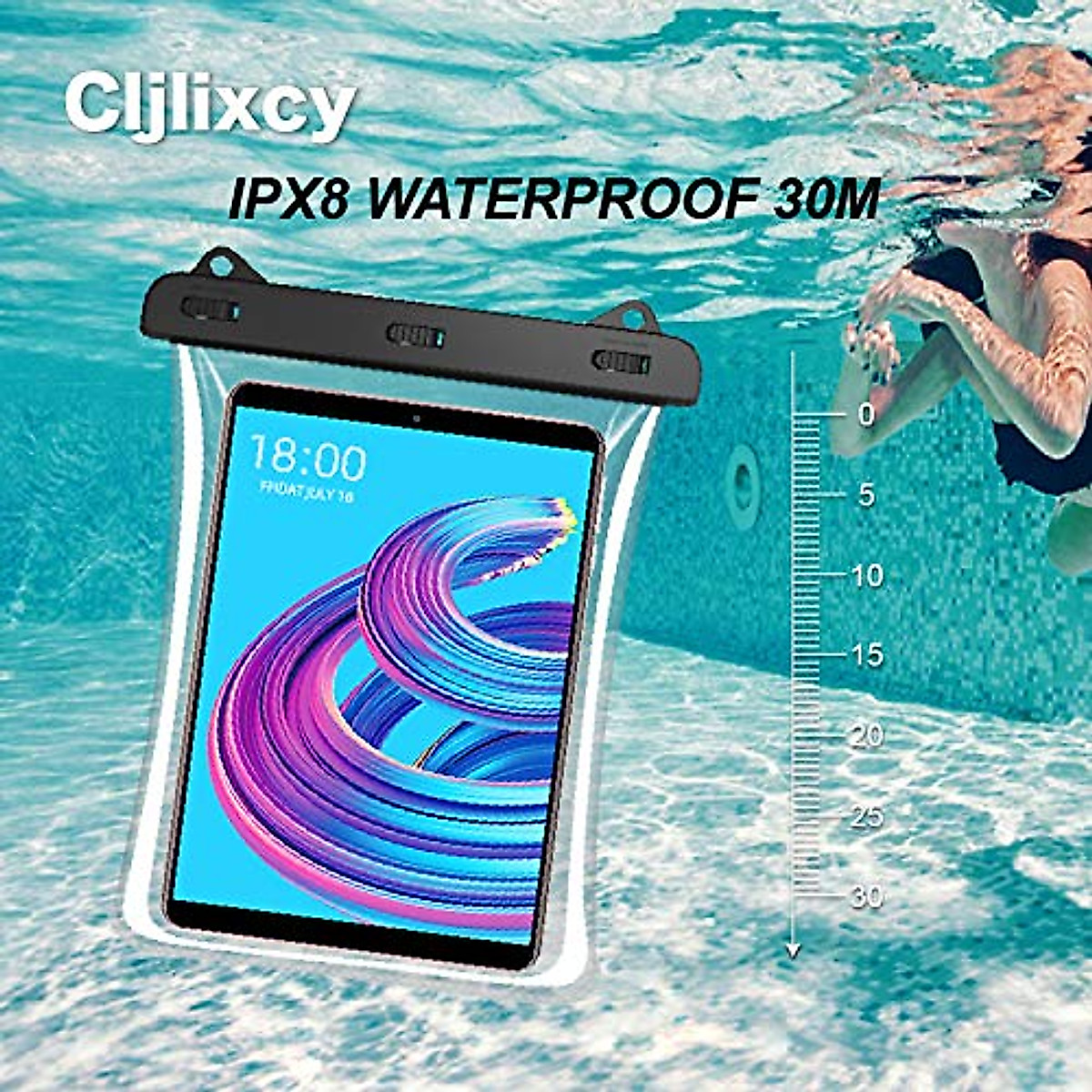 Cljlixcy Universal iPad Waterproof Bag Case Touch Sensitive Dry Bag with Lanyard Waterproof Bag Case for iPad 8th/7th/6th/5th/4th Generation 10.5/10.2/9.7/10.2 ipad Mini case