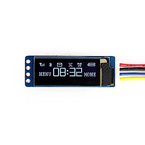 Waveshare 0.91inch OLED Display Module 128x32 Pixels with Embedded Controller Communicating via I2C Compatible with Raspberry Pi/Jetson Nano/STM32