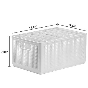 Kinkota INNOVATIVE PLASTIC Wardrobe Closet Organizers and Storage Baskets, Collapsible Clothes Organizer for Folded Clothes, Jeans, T-shirts, Underwear, Scarves, Leggings, Skirts(2 Packs, White)