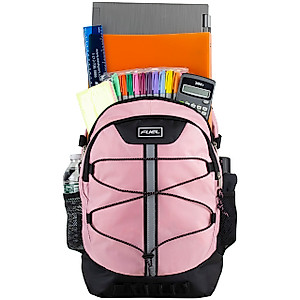FUEL Hiking Backpack for Women Men Terra Sport, Travel, College, Gym, Work with Laptop Sleeve, Bungee, 18 Inches, Pink