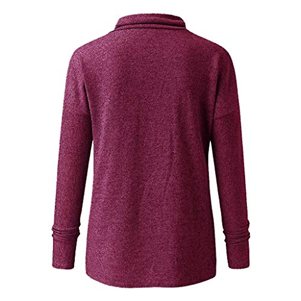 Fheaven Women Winter Hoodie Pullover Solid Color High Collar Long Sleeve Casual Drawstring Loose Top