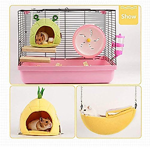 Amakunft 2 Packs of Banana Hamster Hammock, Yellow Hamster Bed for Cage, Cute Syrian Hamster Hammock, Soft Dwarf Hamster Bed for Sugar Glider/Mouse/Rat/Squirrel