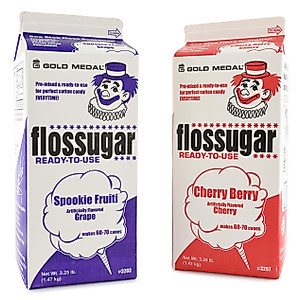 Gold Medal Cotton Candy Flossugar, Grape and Cherry, 52 oz - 1/2 Gallon, 2 Pack