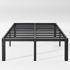 Neslime 18 Inch High Queen Bed Frame No Box Spring Needed, Heavy Duty Metal Platform Bed Frame Queen Size for Heavy People, Easy Assembly, Noise Free, Black