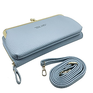 Small Crossbody Bag Cell Phone Purse Wallet with Credit Card Slots for Women HEMALL (Blue) H317