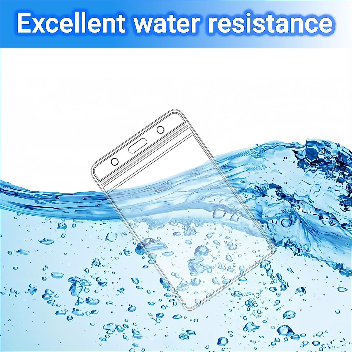 Vertical ID Badge Holders Sealable Waterproof Clear Plastic Holder, for RFID/Proximity/Badge Swipe Cards or Credit Card/Driver's License (Transparent-6pcs)