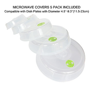 Bealuffe Microwave Covers for Food 5 PCS Microwave Splatter Lid Cover Dish Cover Plate Splatter Shield for Microwave Oven